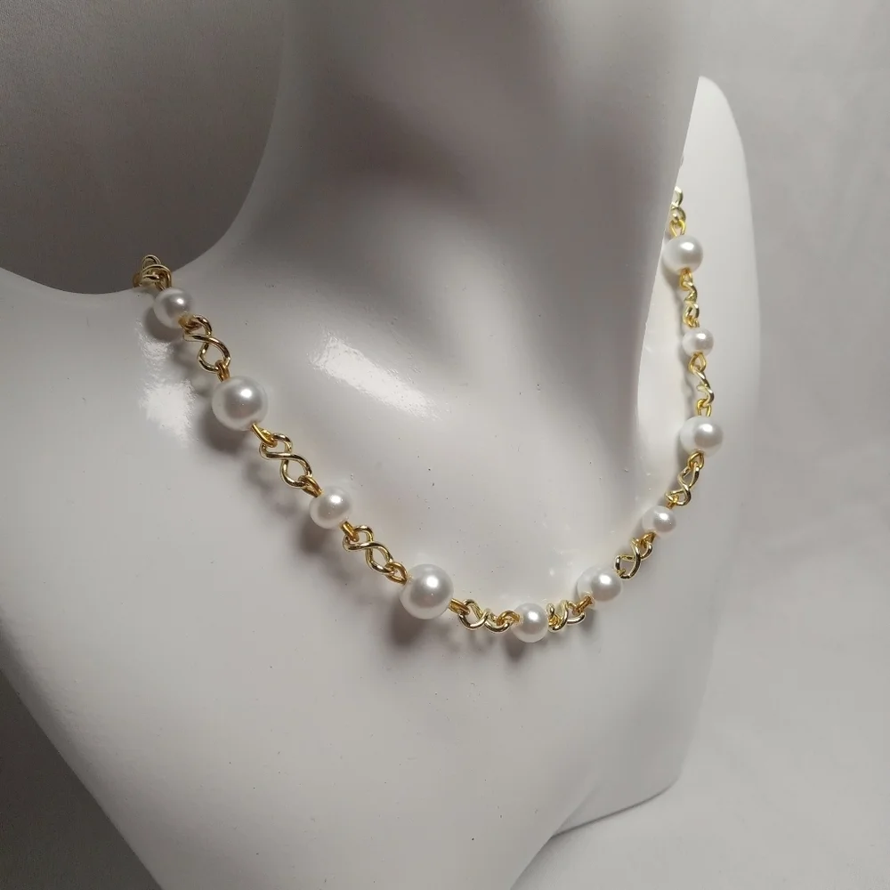 Hand Crafted | Jewelry | Hand Crafted Gold And White Faux Pearl ...